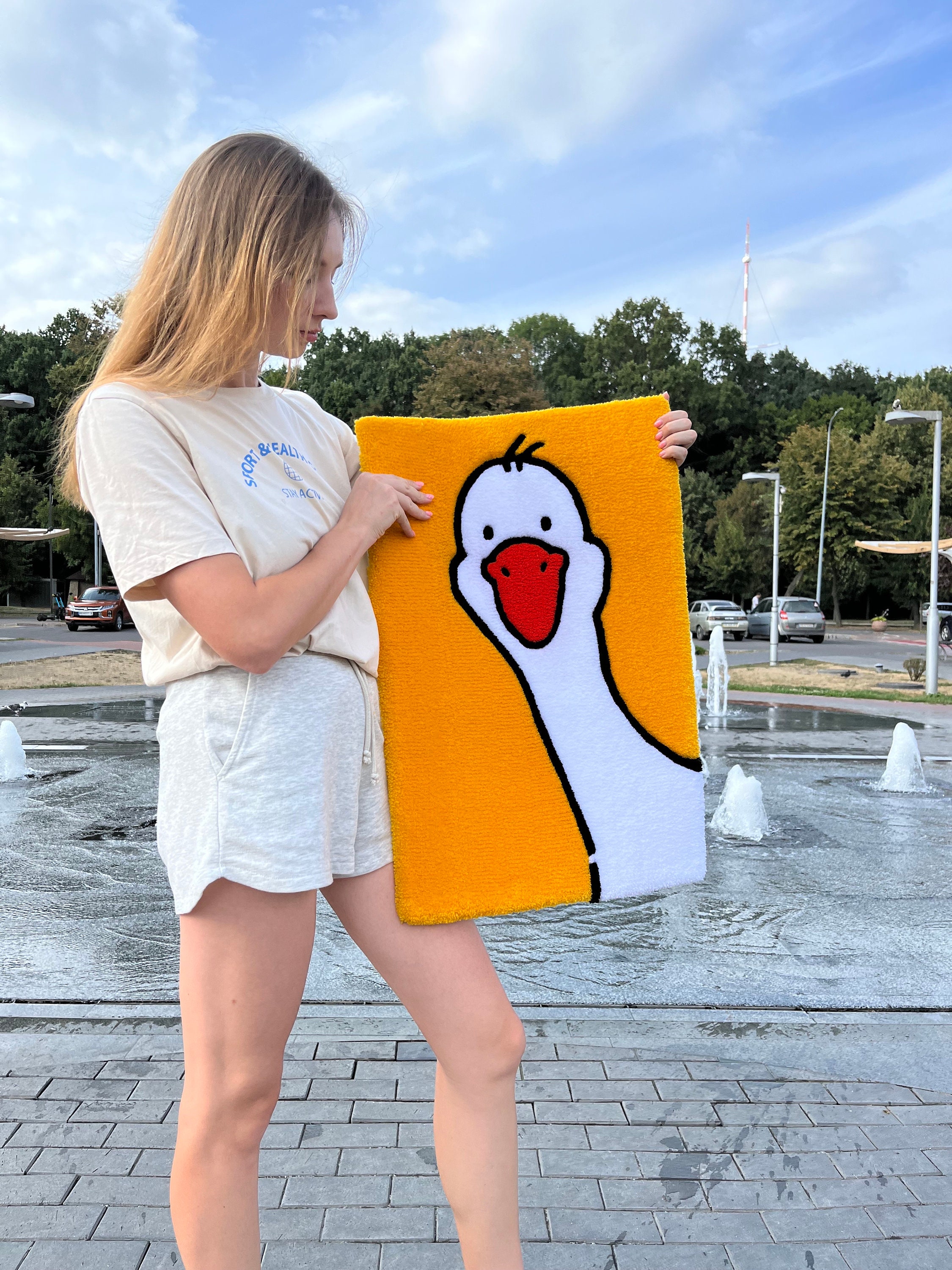 Handmade Funny Goose Rug | Custom Color Options | 100% Acrylic Yarn ...