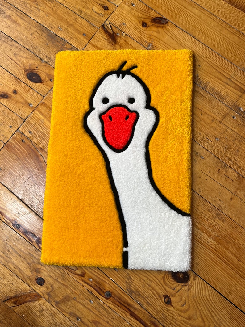 Handmade Funny Goose Rug | Custom Color Options | 100% Acrylic Yarn ...
