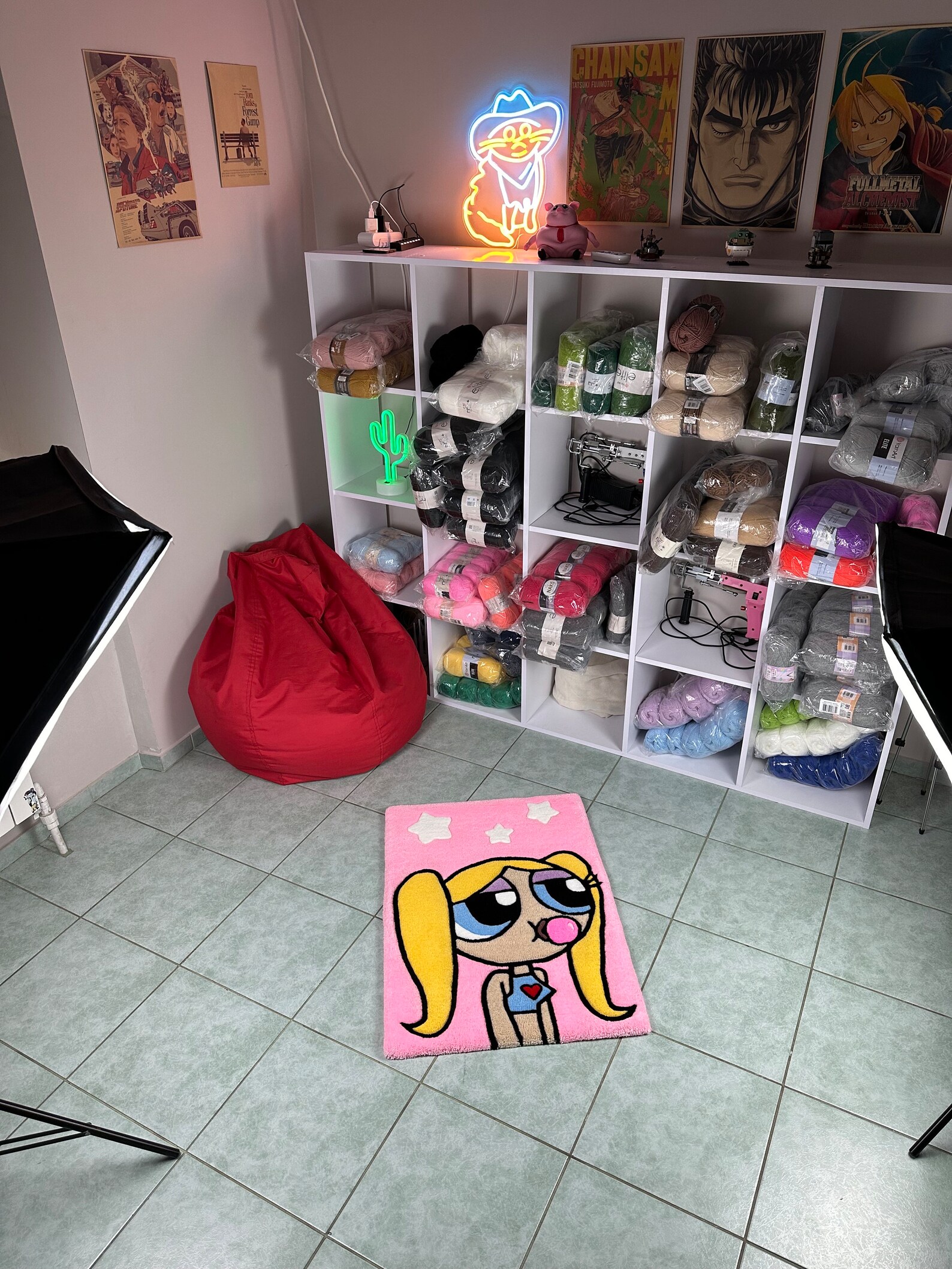 Custom Cartoon Character Rug - Handmade Plush Nursery Decor, Colorful ...