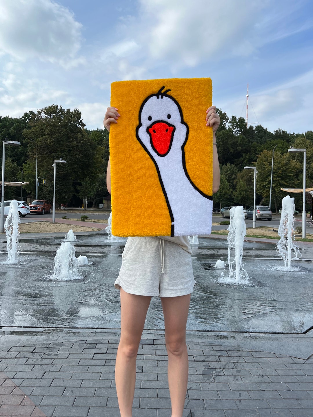 Handmade Funny Goose Rug | Custom Color Options | 100% Acrylic Yarn ...