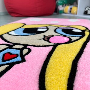 Custom Cartoon Character Rug - Handmade Plush Nursery Decor, Colorful ...