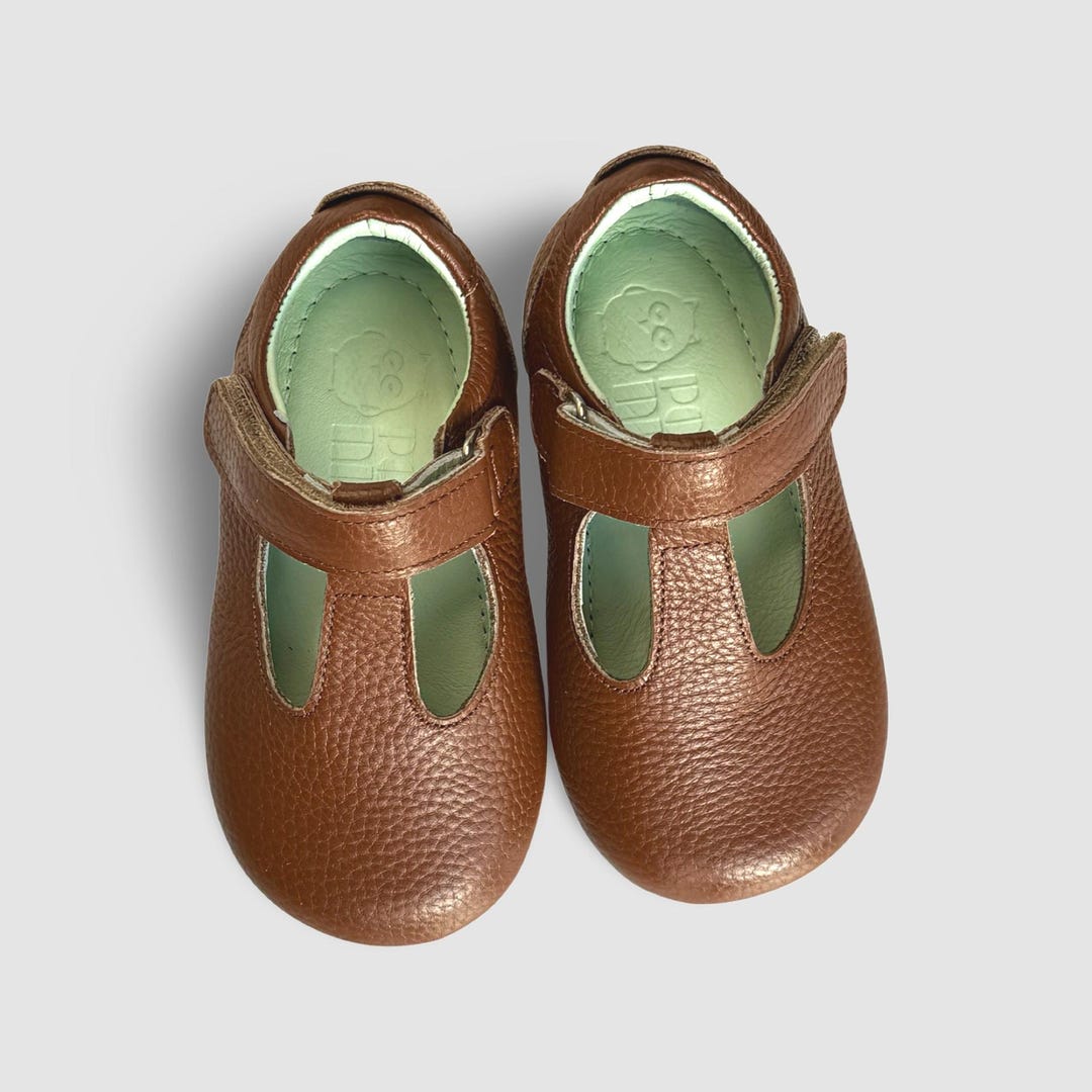 Poco Nido Barefoot Friendly Toddler Shoes | Nutmeg Brown T Bar Shoes ...