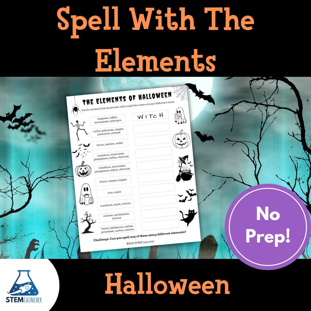 Spell With the Elements Halloween Chemistry Downloadable Worksheet - Etsy