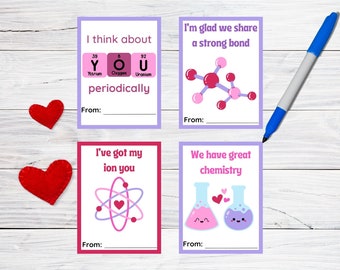 Kids Valentine Cards | INSTANT DOWNLOAD | Science Valentines, Chemistry ...