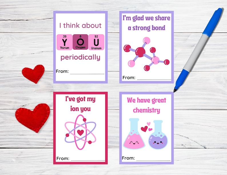Printable Chemistry Valentines, Science Valentine Cards, Nerdy ...