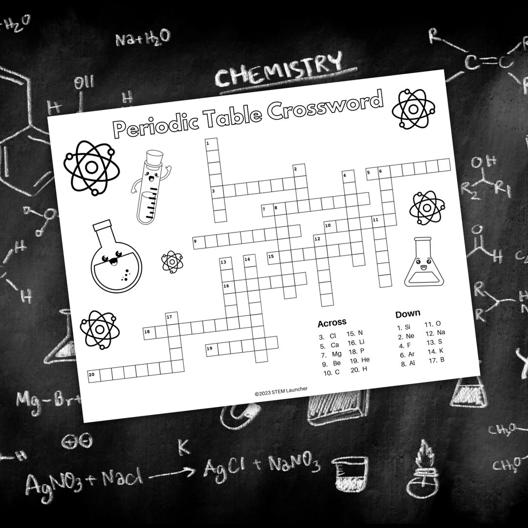 Printable Periodic Table Crossword Puzzle Elements 1-20 for Chemistry ...