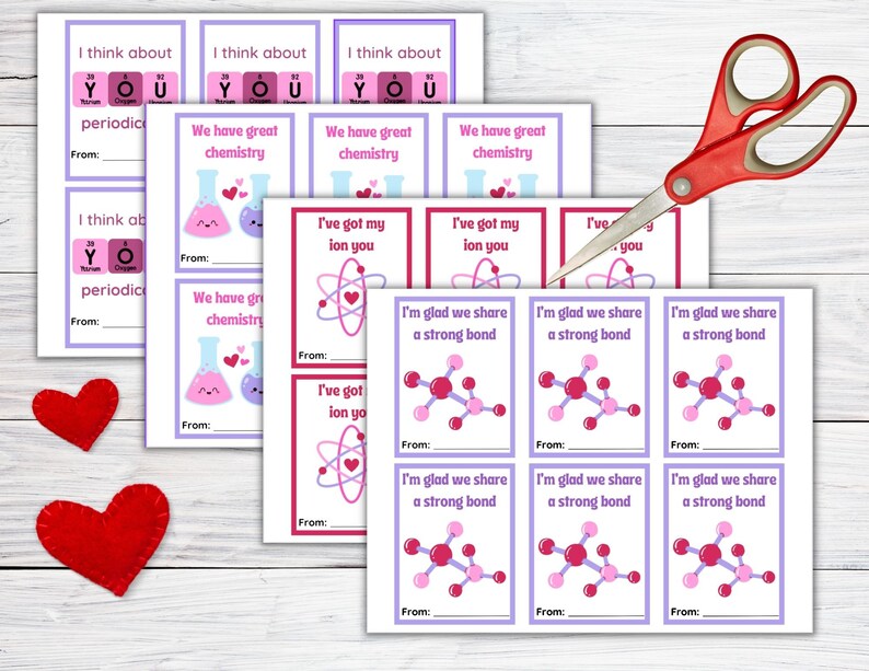 Printable Chemistry Valentines, Science Valentine Cards, Nerdy ...