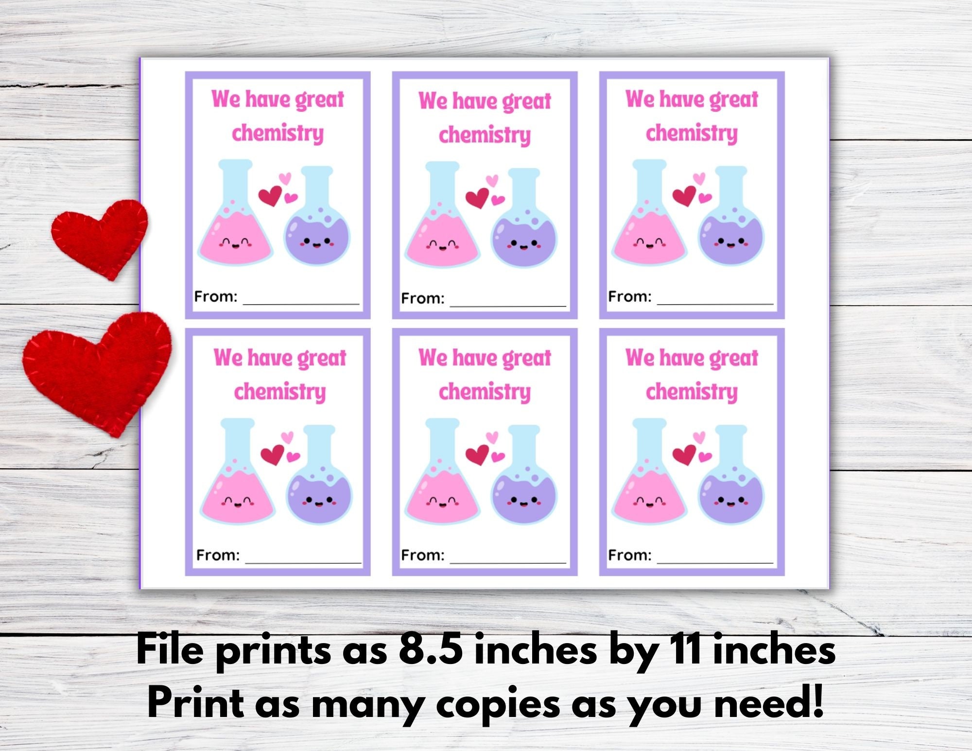 Printable Chemistry Valentines, Science Valentine Cards, Nerdy ...