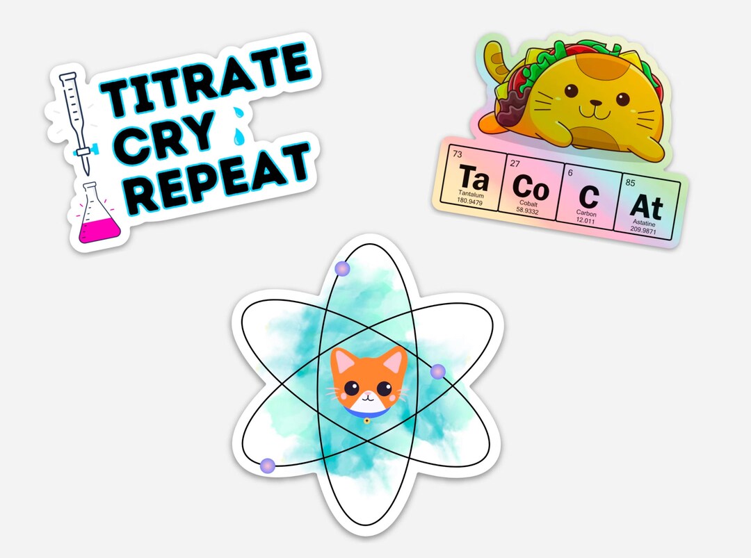 Chemistry Vinyl Waterproof Sticker Pack, 3 Science Stickers, Titrate ...