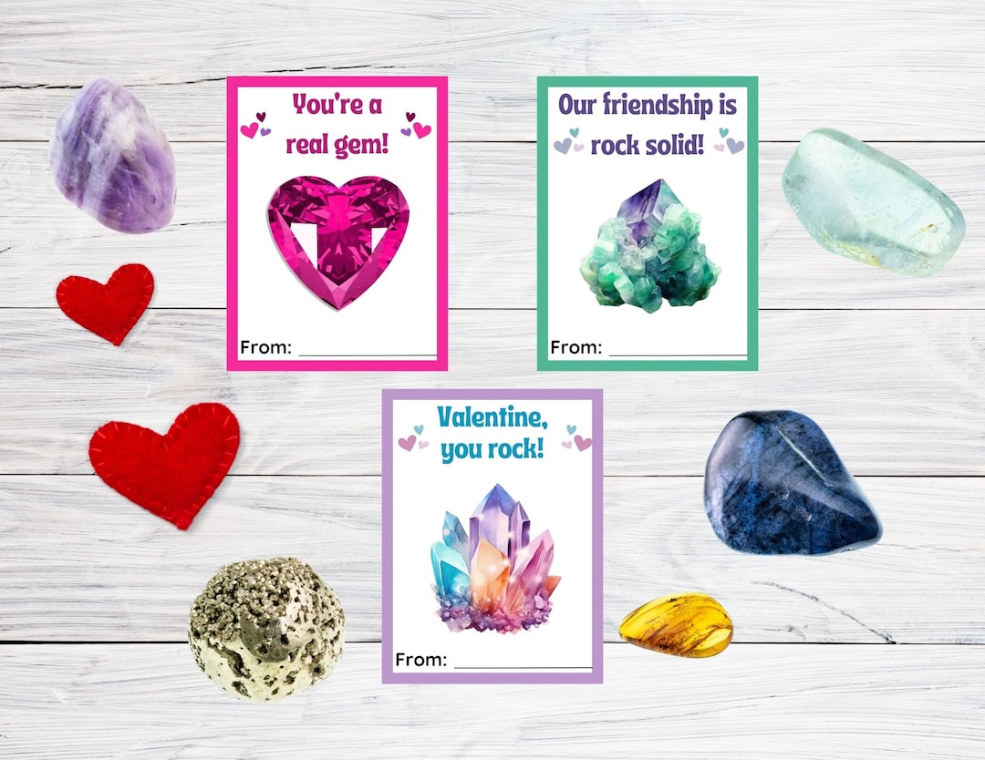 Printable Rock and Mineral Valentines, Science Valentine Cards ...