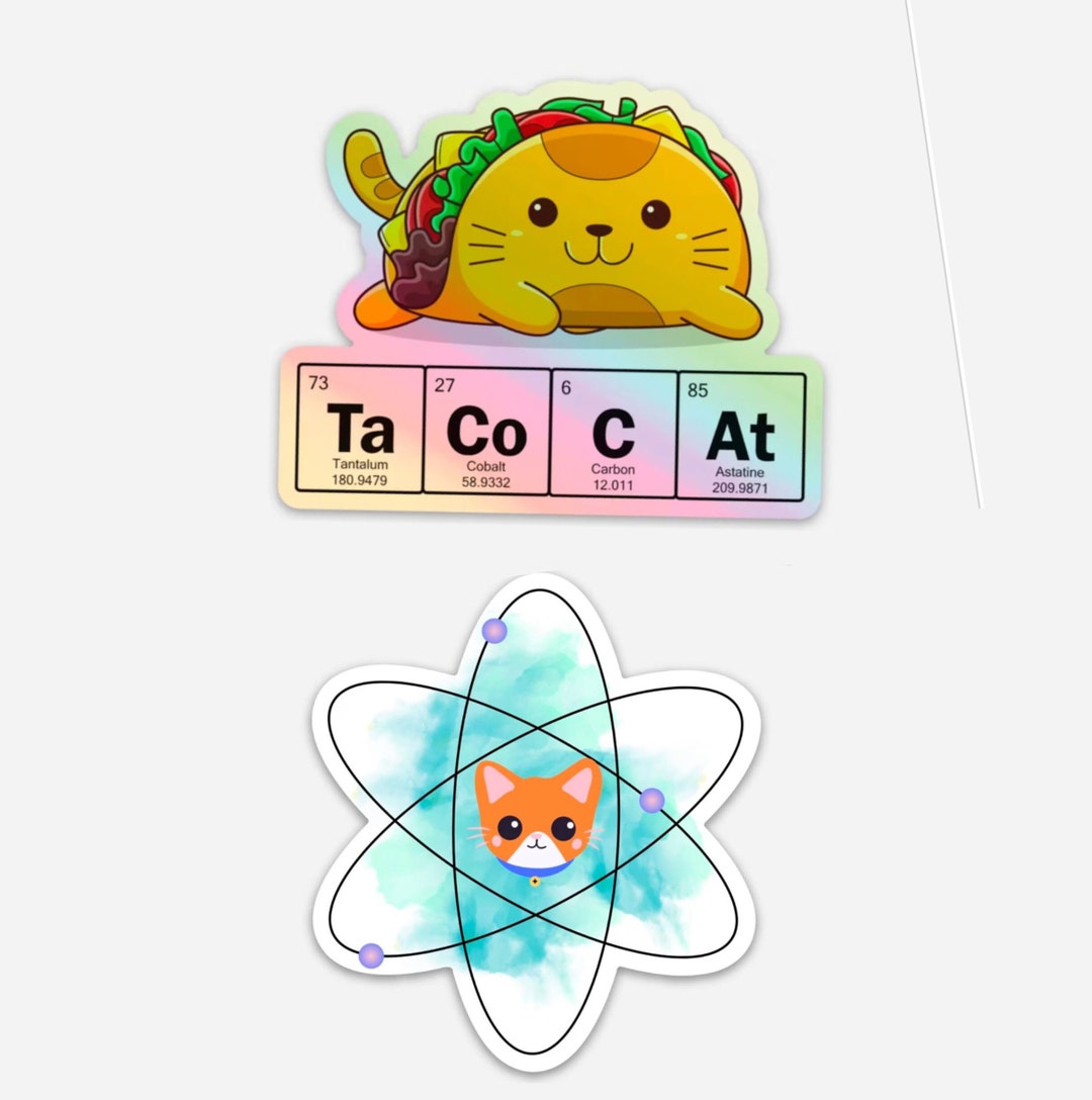 Chemistry Cat Sticker Pack, Vinyl Waterproof Laptop and Water Bottle ...