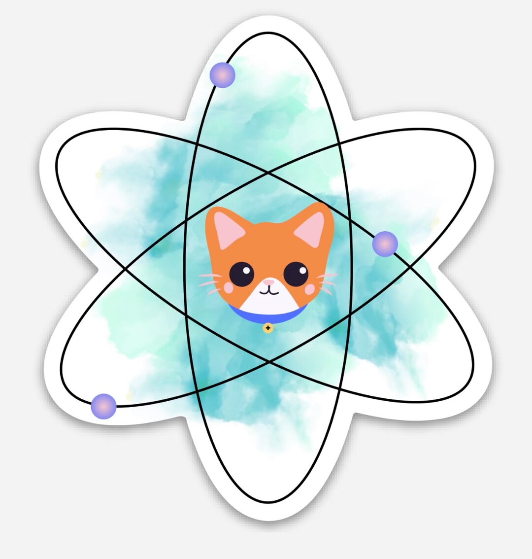 Cation Sticker, Chemistry Cat, Cute Science Sticker, Orange Cat ...