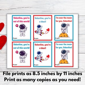 Printable Astronaut Space Valentines, Science Valentine Cards, Download ...