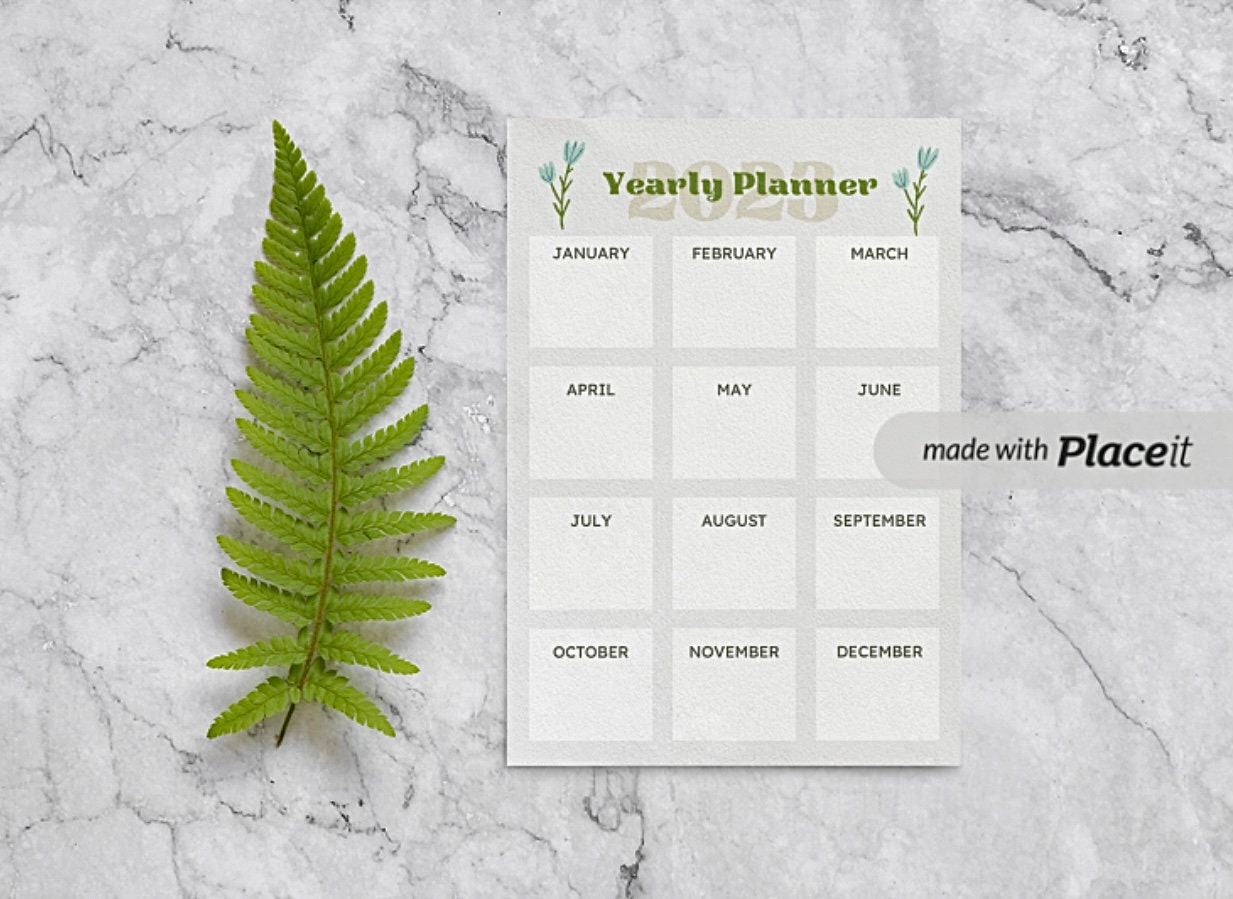 Yearly Planner, Digital Planner, Digital Printable, Digital Print ...