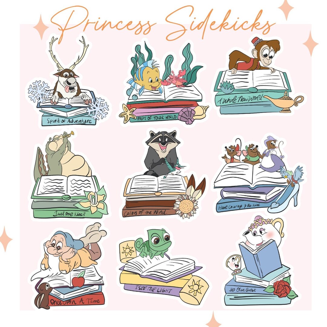 Princess Sidekicks Inspired set of 9 Stickers Sticker - Etsy
