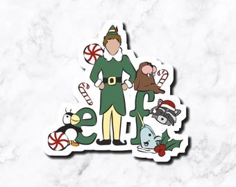 Christmas Sticker Cute Elf - Etsy