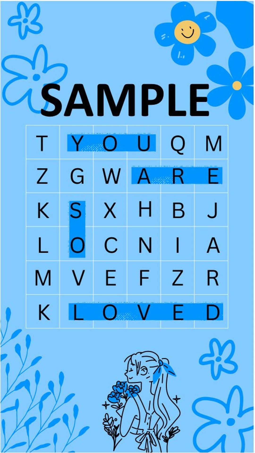 Light Blue Motivational Word Search Phone Wallpaper - Etsy
