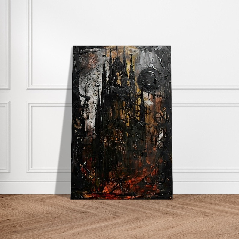 Demonic Gothic Castle: Dark Oil Canvas Print Majestic Castle Wall Art ...
