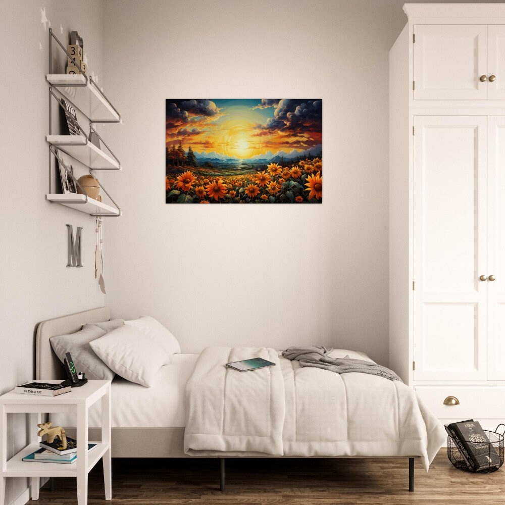 Colorful Sunrise Sunflower Poster Print Large Sunflower Wall - Etsy