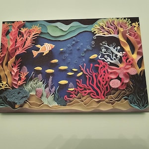 Coral Reef and Fish Canvas Print | Paper Quilling | Ocean Animals ...