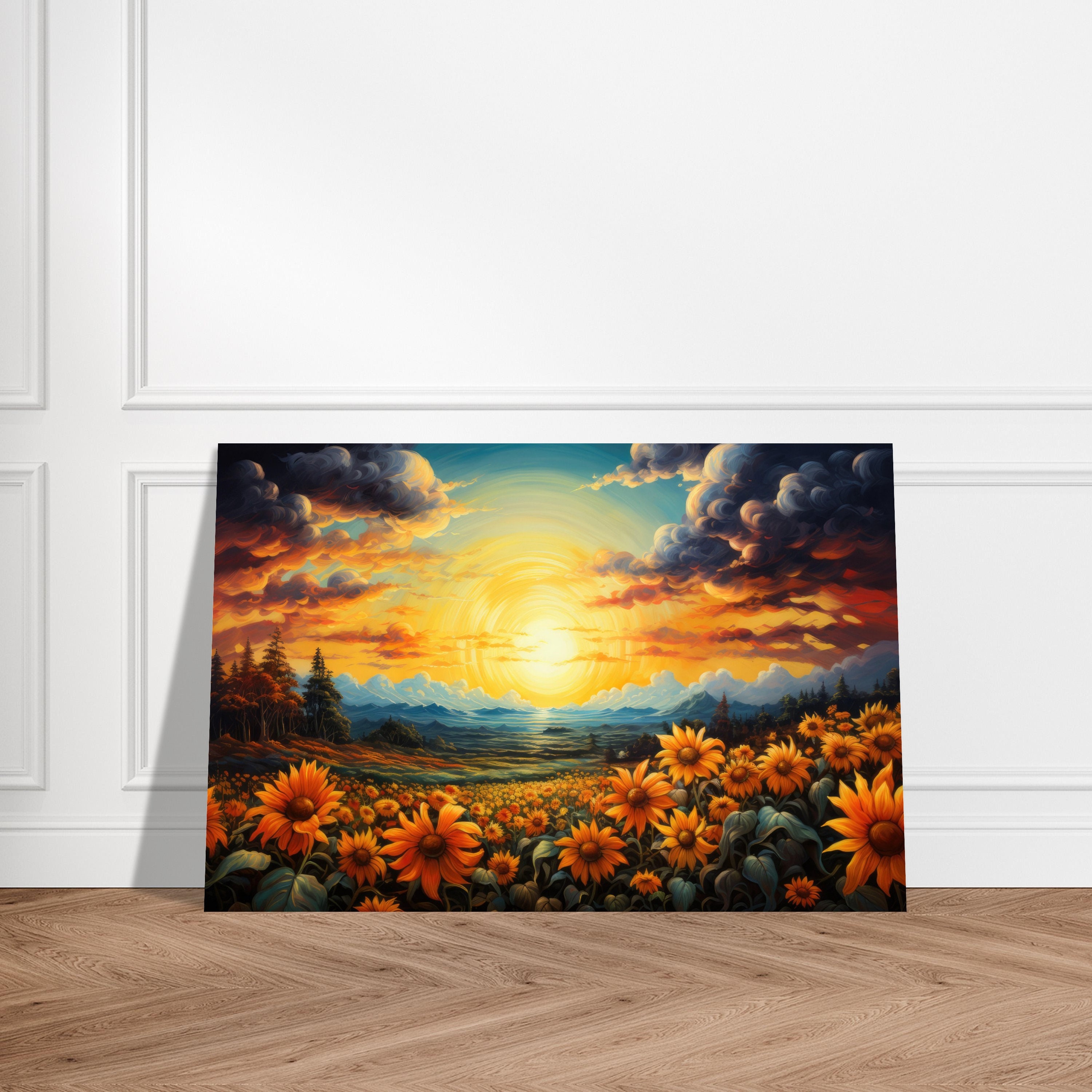Sunrise Sunflower Field Poster: Botanical Landscape Art Print - Etsy
