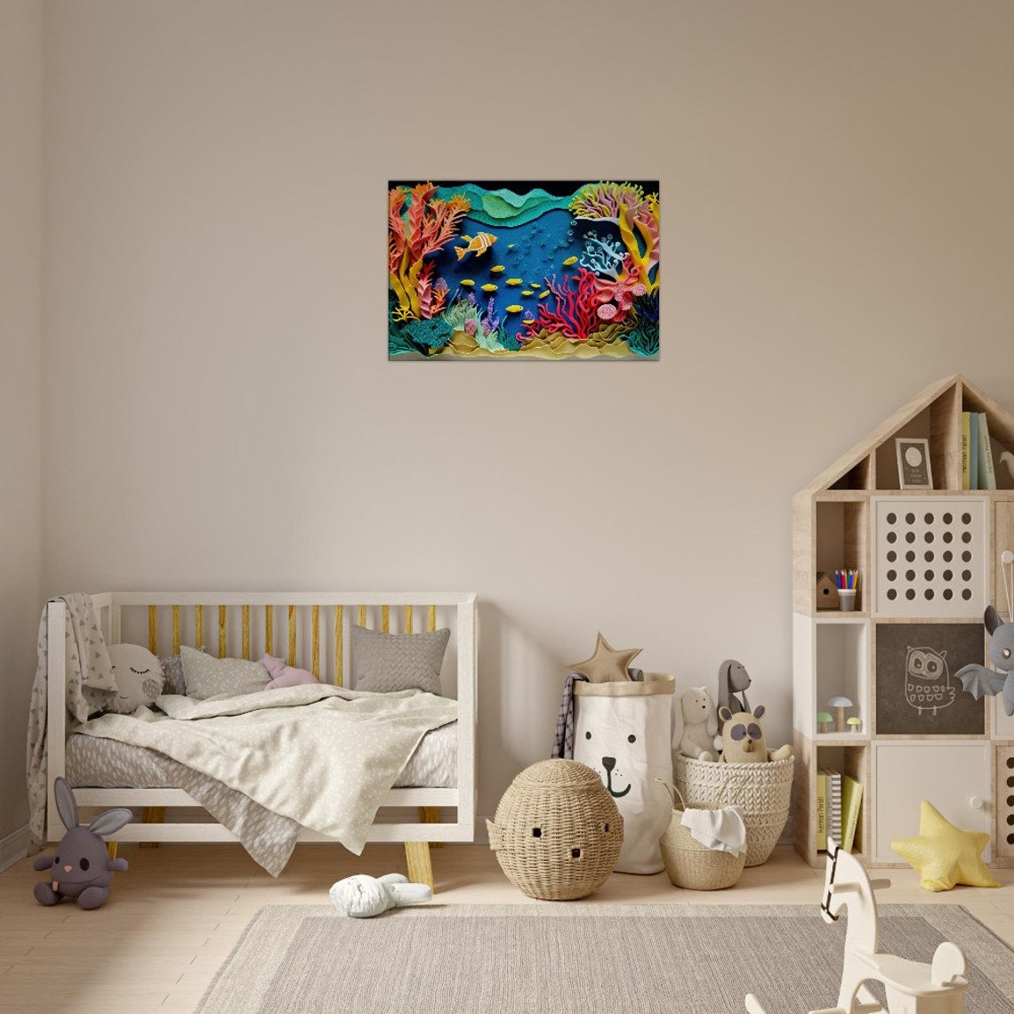 Coral Reef Canvas Print: Paper Quilling Ocean Animals Nursery Decor - Etsy