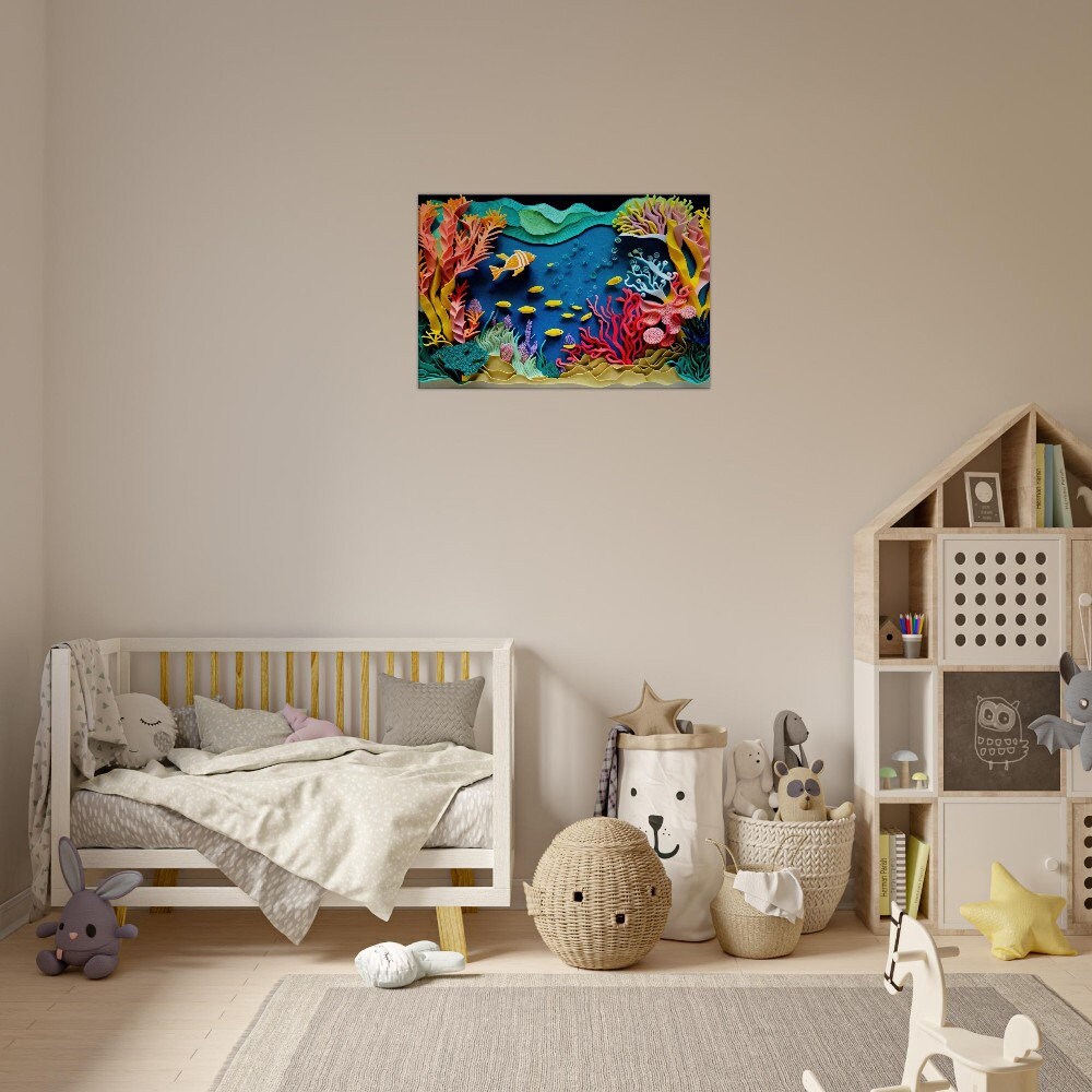 Coral Reef and Fish Canvas Print Paper Quilling Ocean Animals Nursery ...