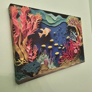 Coral Reef and Fish Canvas Print | Paper Quilling | Ocean Animals ...