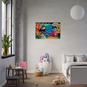 Coral Reef and Fish Canvas Print | Paper Quilling | Ocean Animals ...