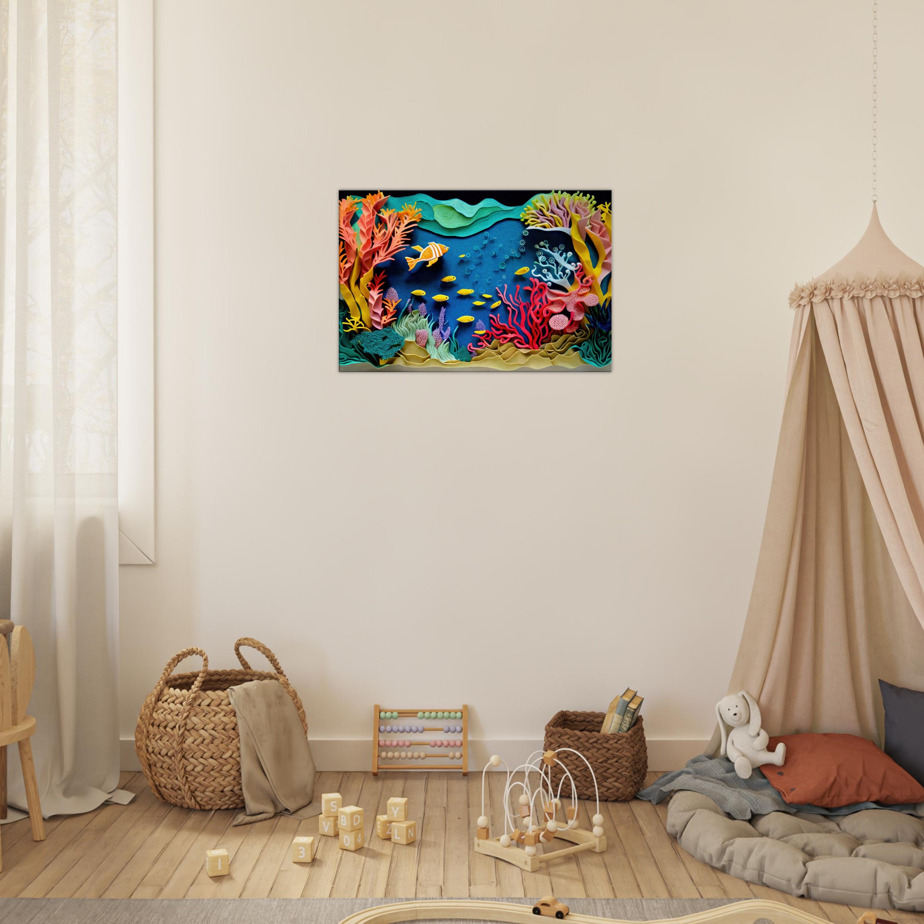 Coral Reef and Fish Canvas Print Paper Quilling Ocean Animals Nursery ...