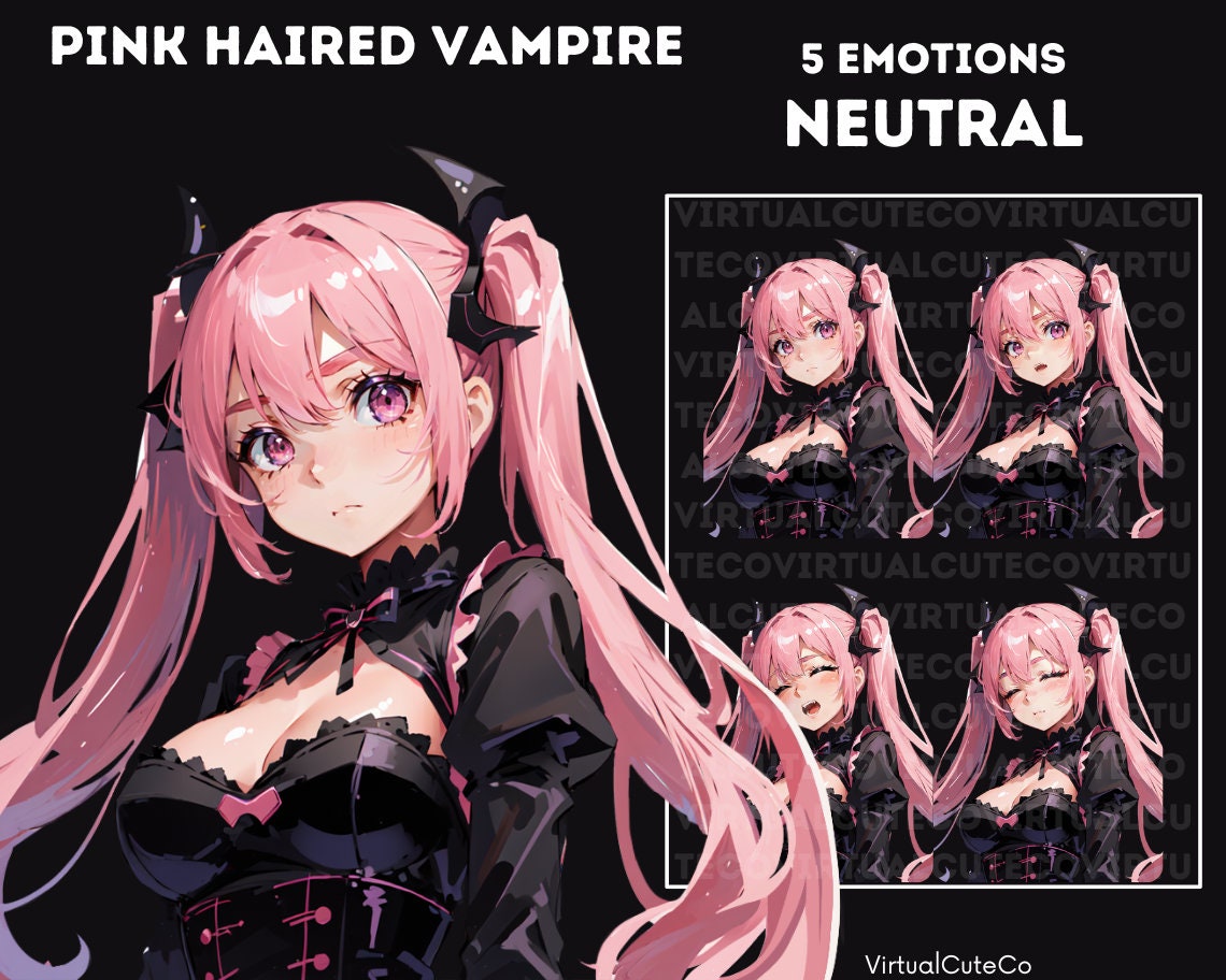 Pink Haired Vampire Girl Pngtuber Vampire Pngtuber Ready - Etsy