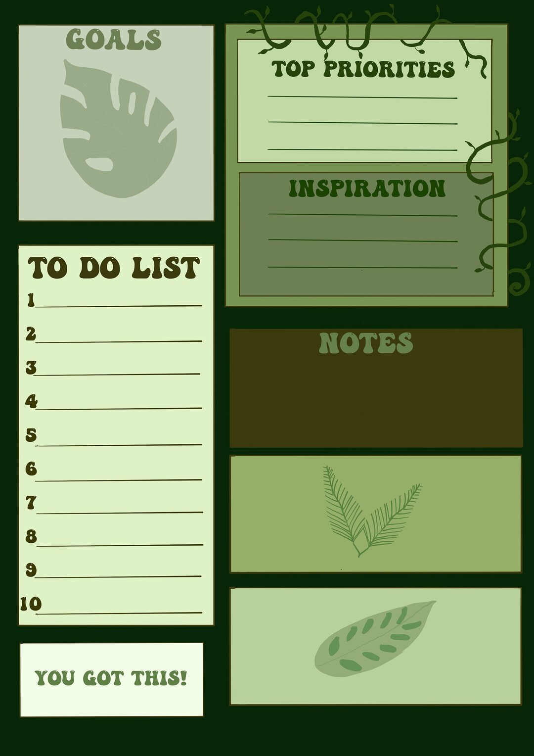 Digital Daily Planner Monstera - Etsy