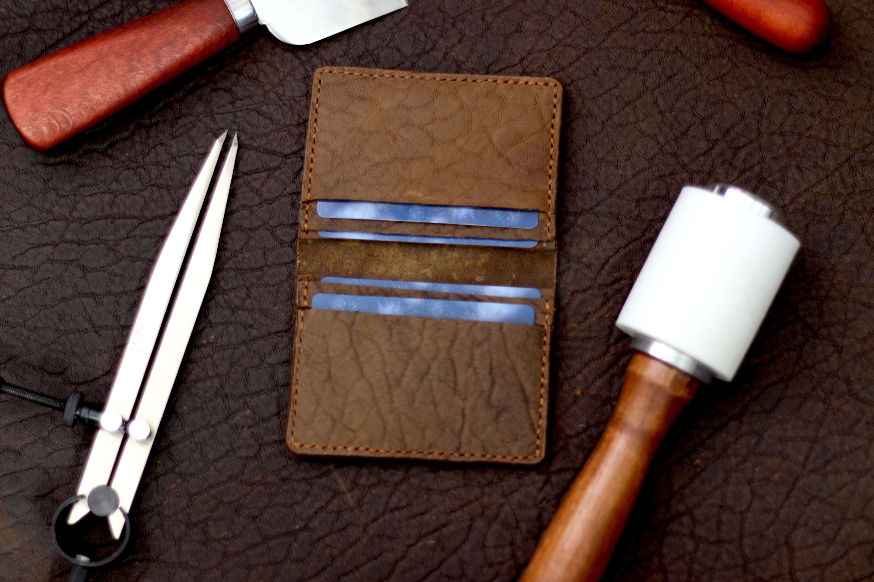 Handcrafted Bison Leather Wallet, Minimalist or Full Wallet! - Etsy