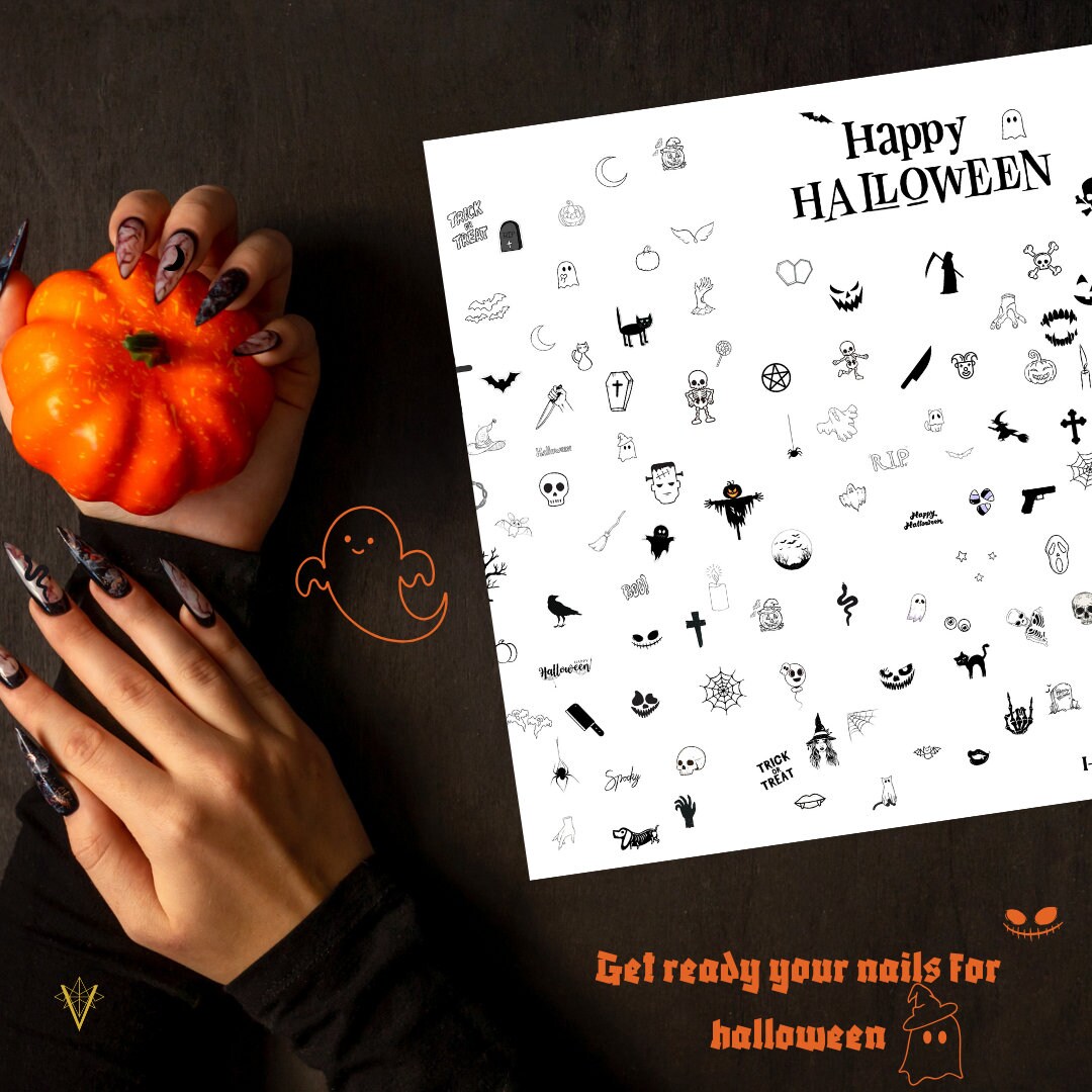 Digital Halloween Nail Art Practice Sheet, Printable Nail Art, Digital ...
