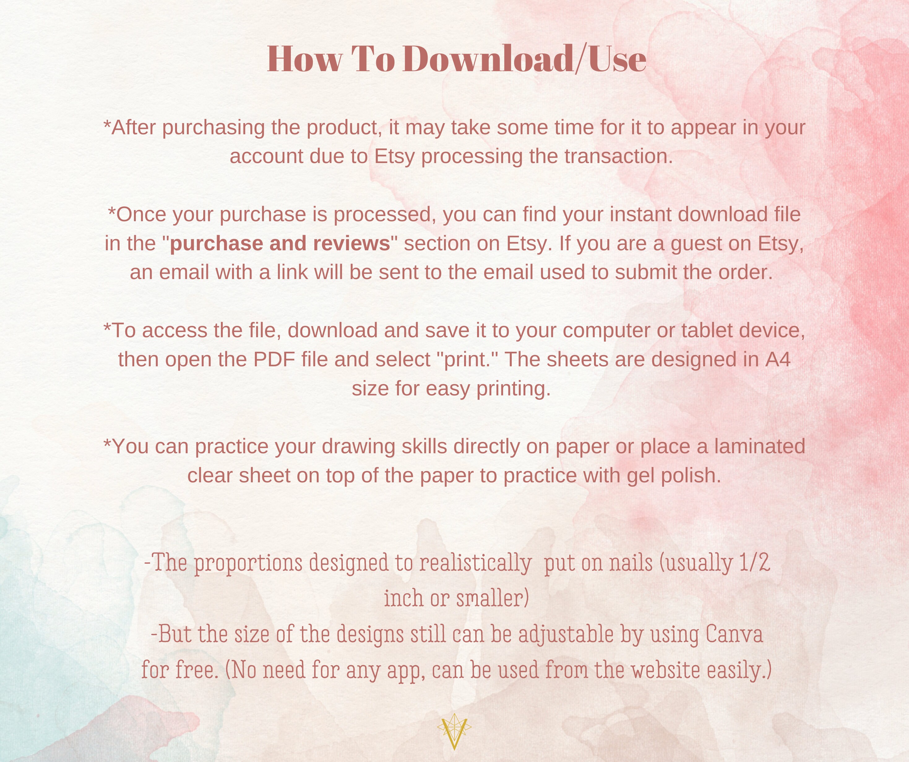 Digital Printable Nail Art Practice Sheet , Nail Art Drawing Sheet ...