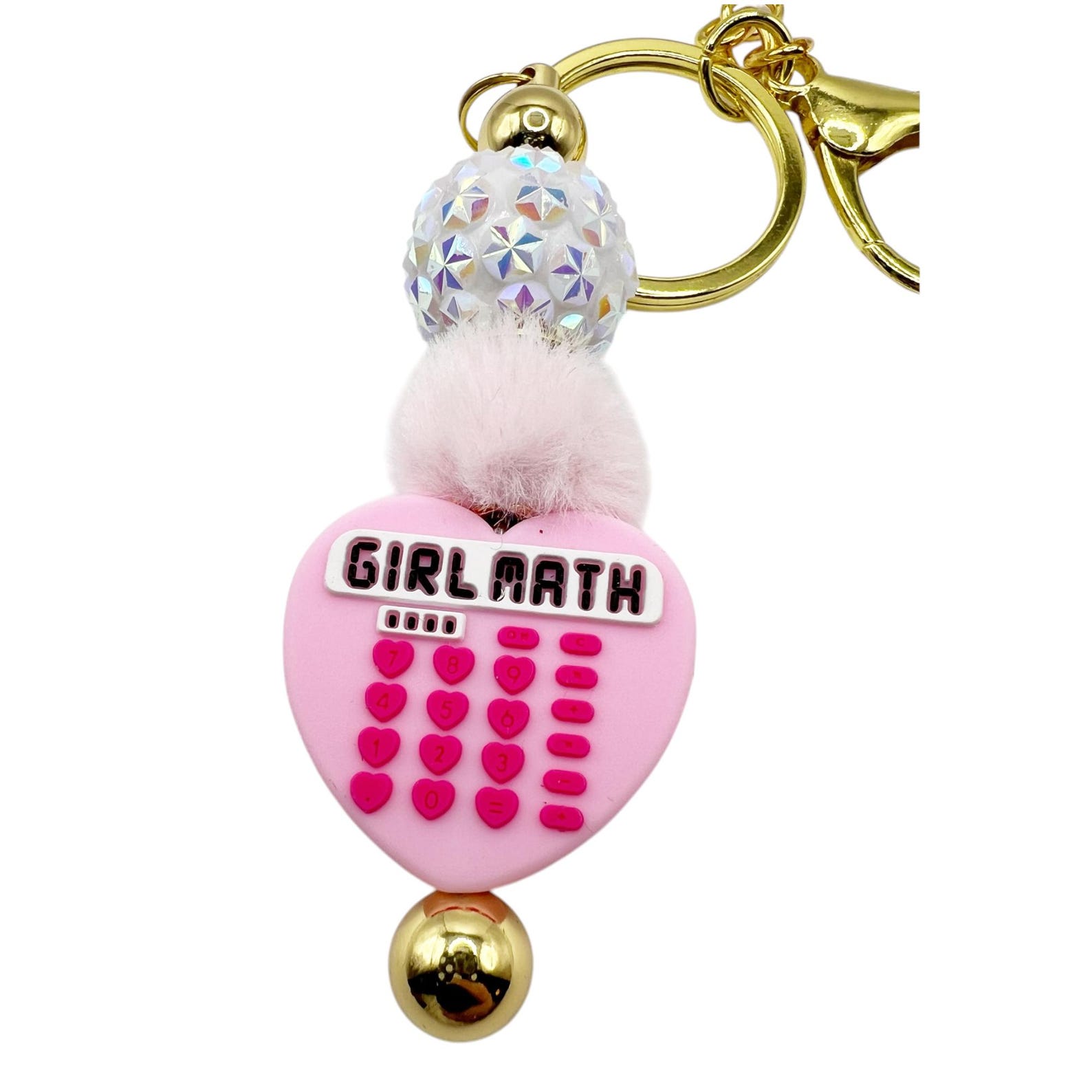 Pink Girl Math Keychain, Funny Heart Calculator Focal Bead, Trendy ...