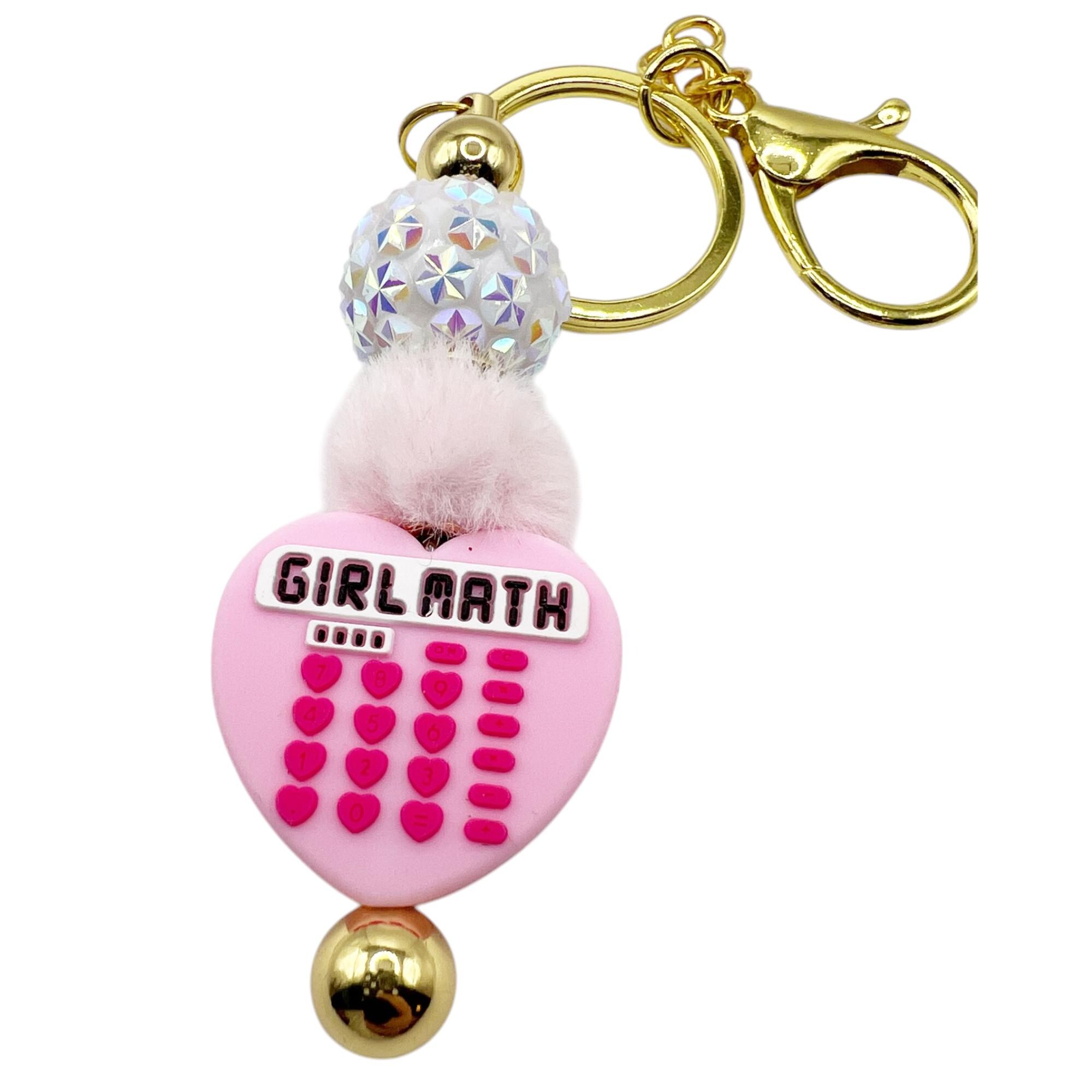 Pink Girl Math Keychain, Funny Heart Calculator Focal Bead, Trendy ...