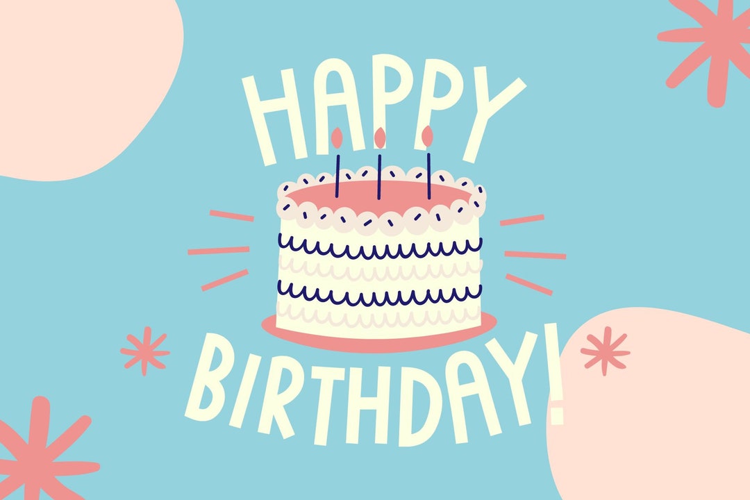 Happy Birthday Cake Printable Card - Etsy