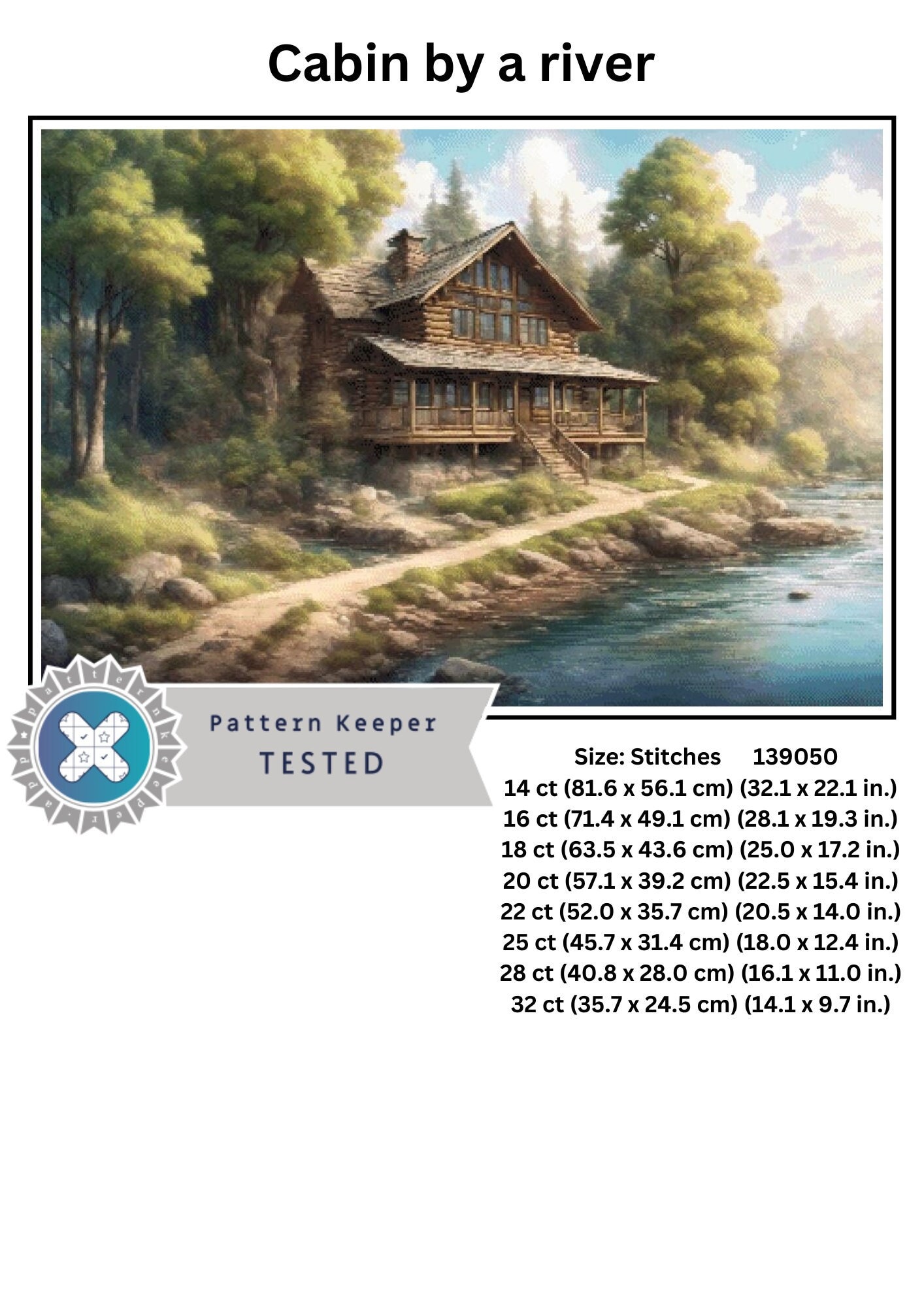 Cabin by a River Cross Stitch Pattern Full Coverage No2, Instant ...