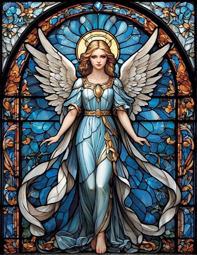 Diamond Painting Angel Stained Glass Dmc Colors. - Etsy