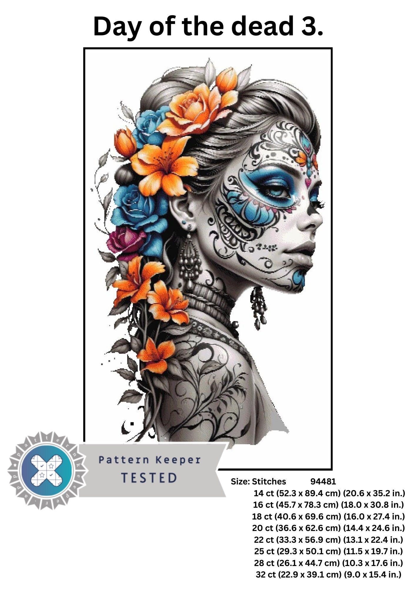 No3 Day of the Dead Sketch, NO BACKGROUND. Instant Download PDF ...