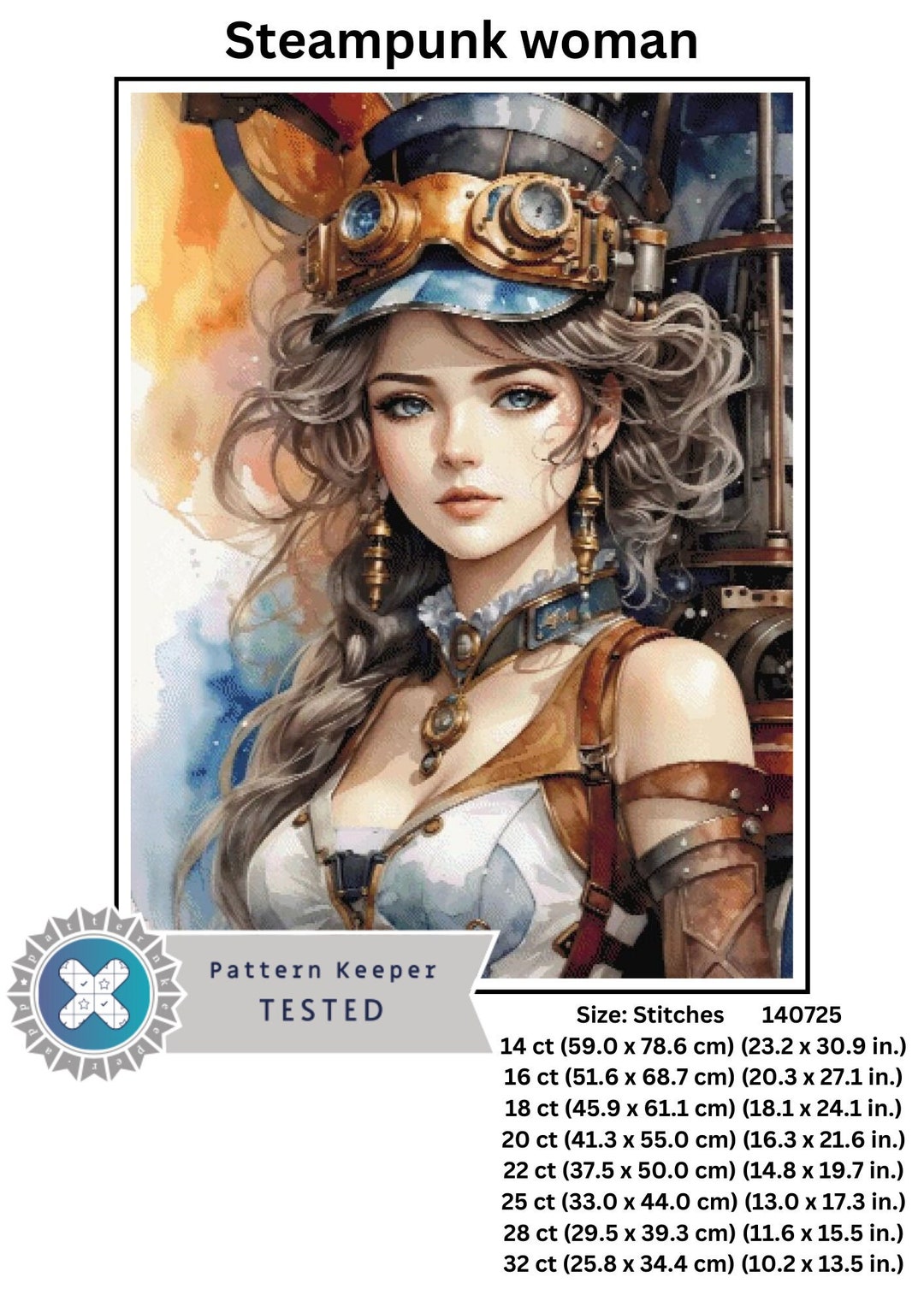 Steampunk Woman No3 Cross Stitch Pattern Full Coverage, Instant ...