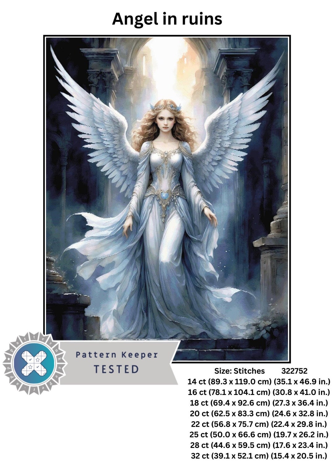 Angel in Ruins Cross Stitch Pattern Full Coverage, Instant Download ...