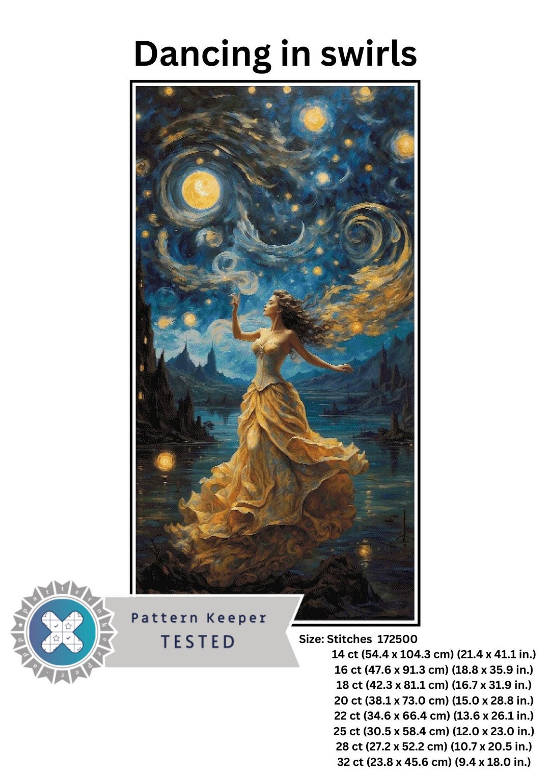 Dancing in Swirls Cross Stitch Pattern No2 Full Coverage, Instant ...