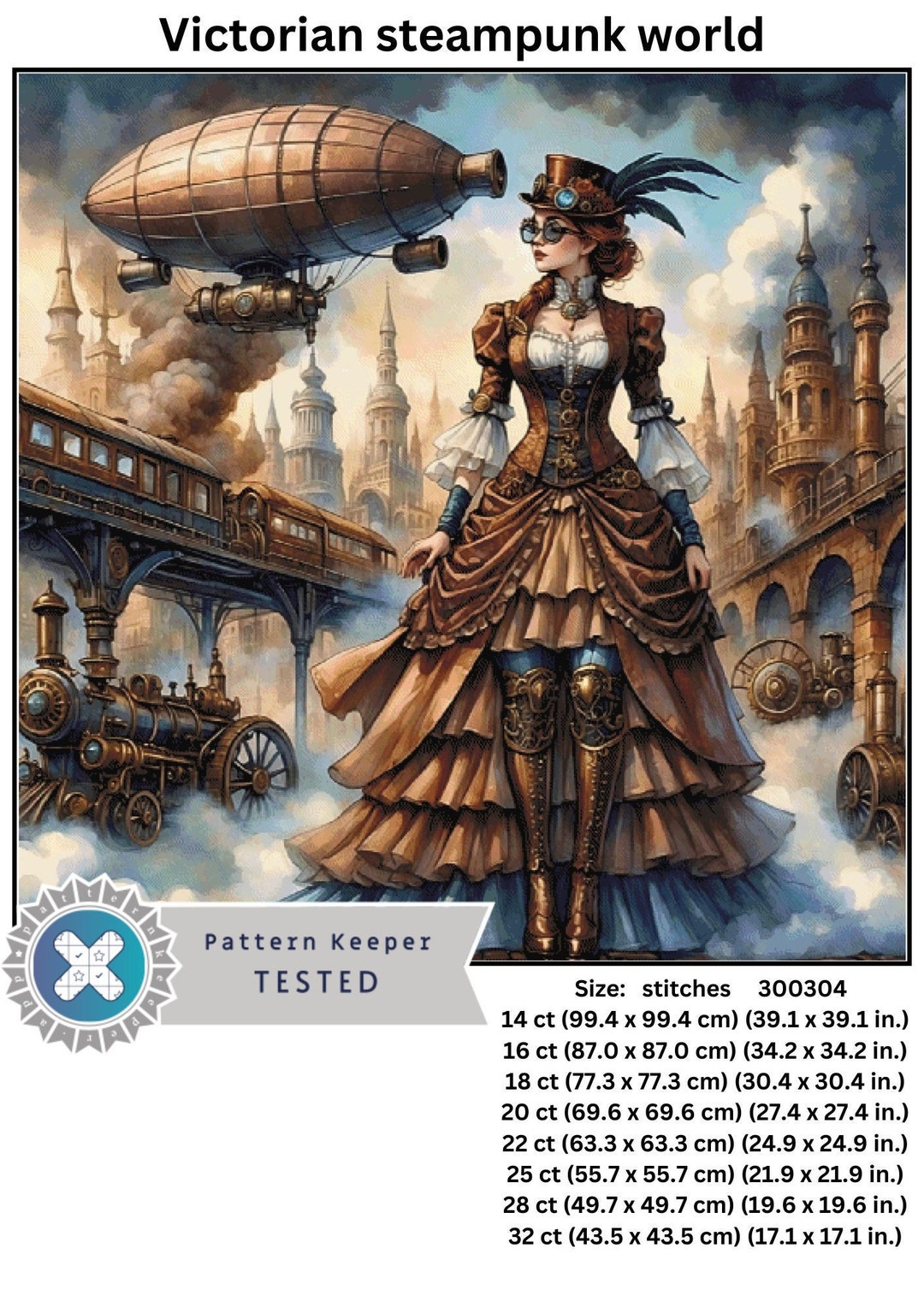 Victorian Steampunk World Cross Stitch Pattern Full Coverage, Instant ...