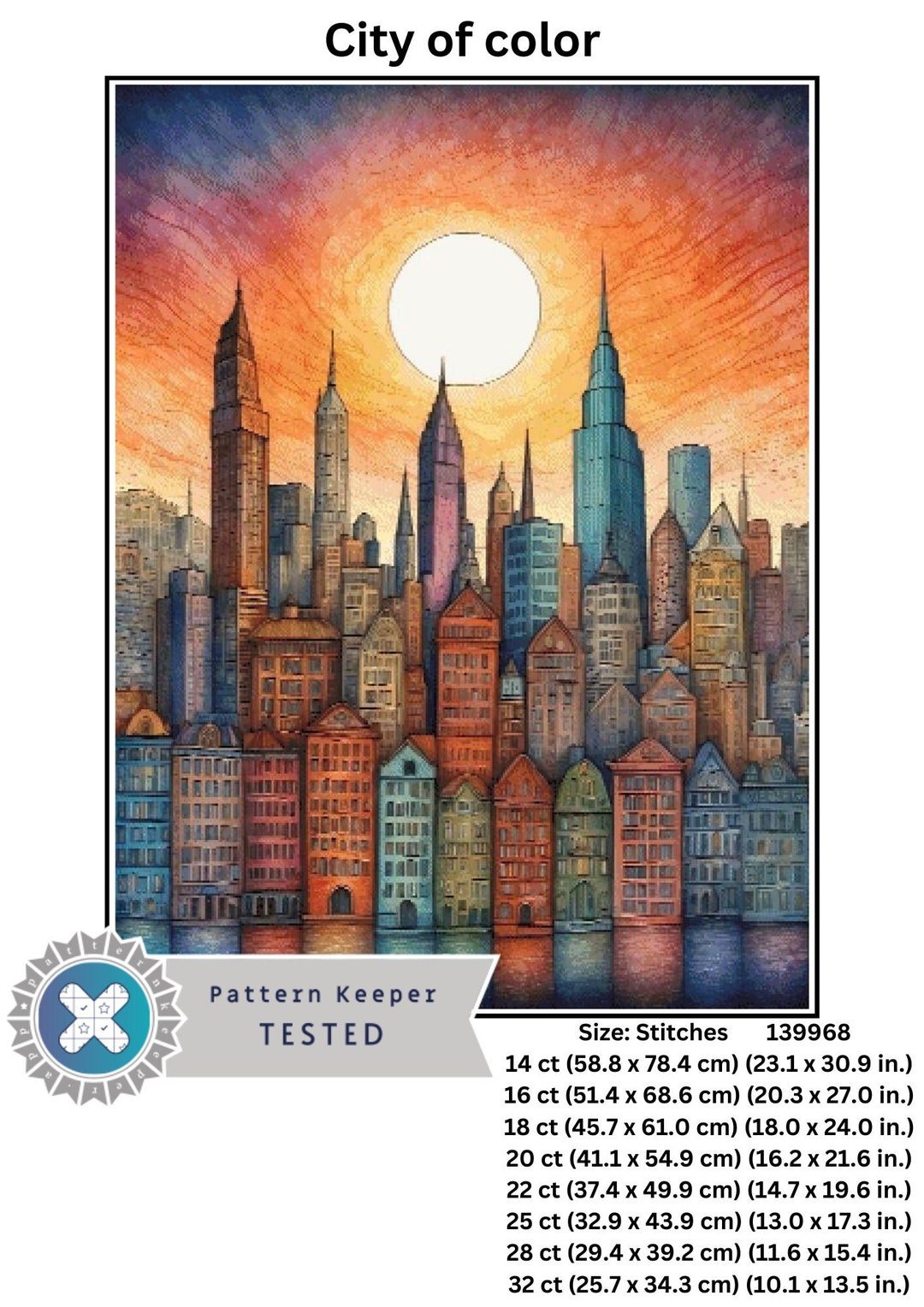 City of Color Cross Stitch Pattern, Full Coverage (PDF) - Etsy