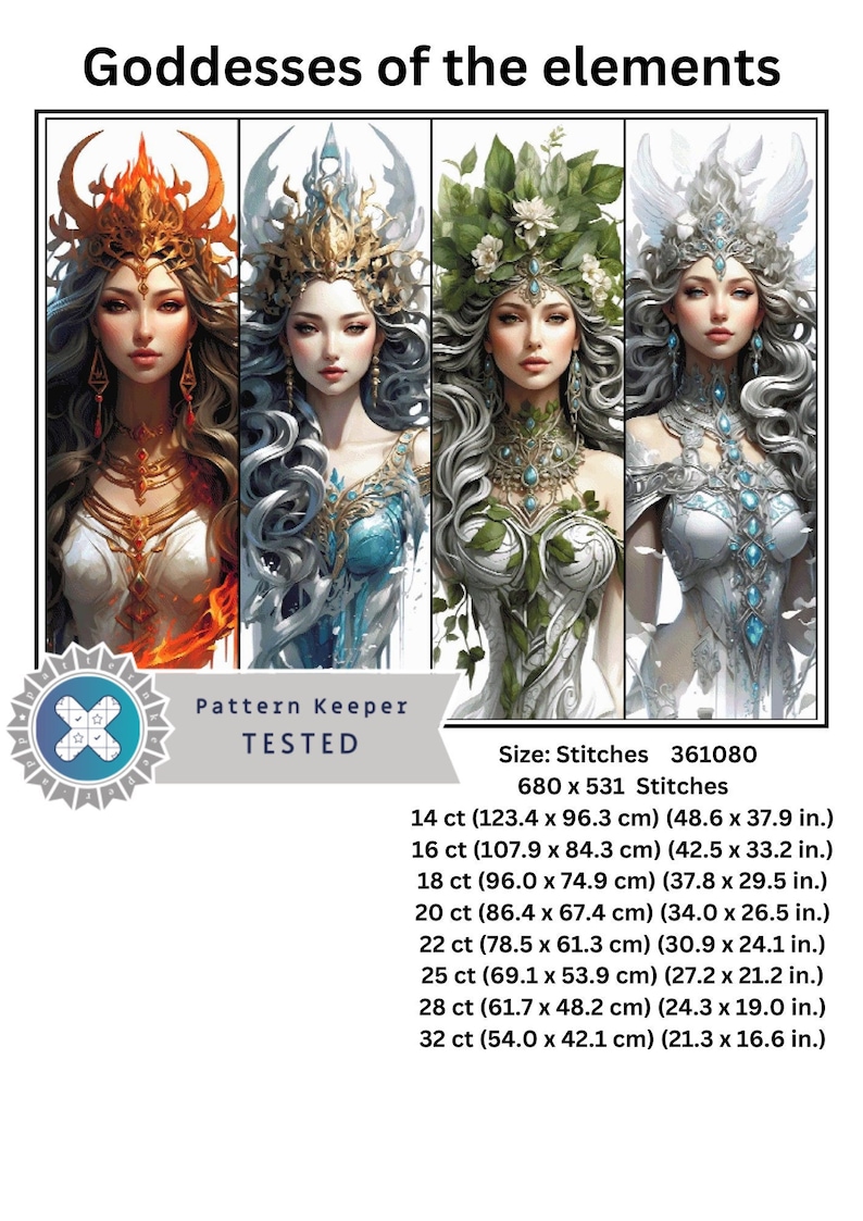Goddesses of the Elements Cross Stitch Pattern Full Coverage, Instant ...
