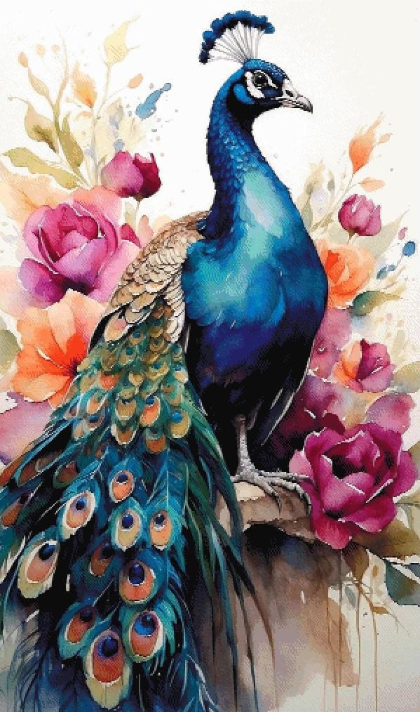 Peacock Cross Stitch Pattern. Large Size. Instant Download, Counted ...