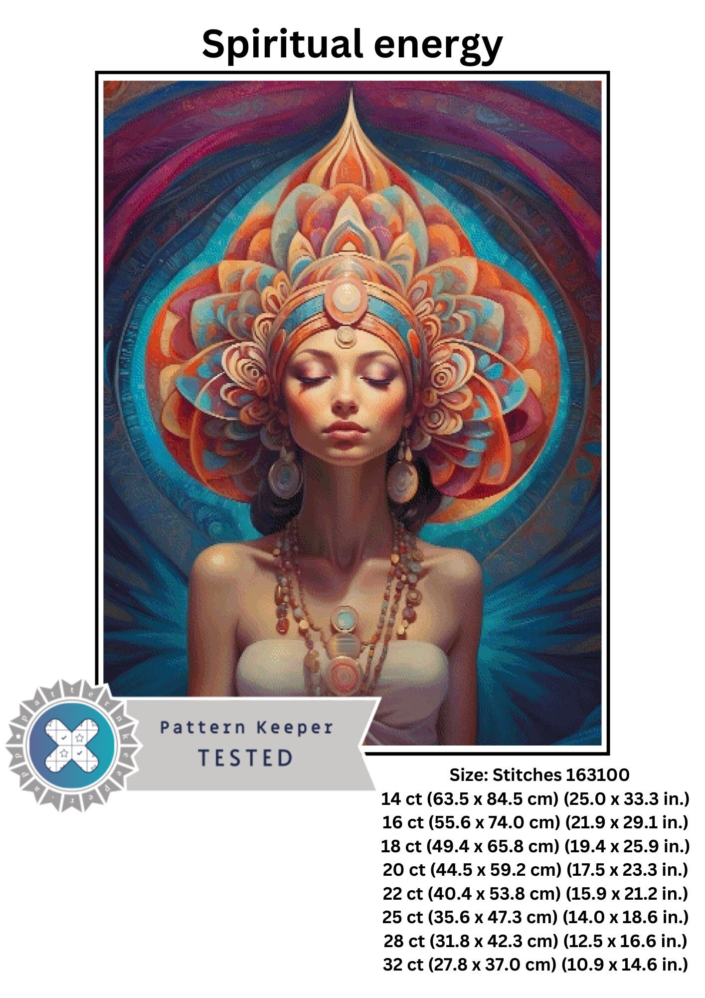 Spiritual Energy 1 Colorful Cross Stitch Pattern Full Coverage, Instant ...