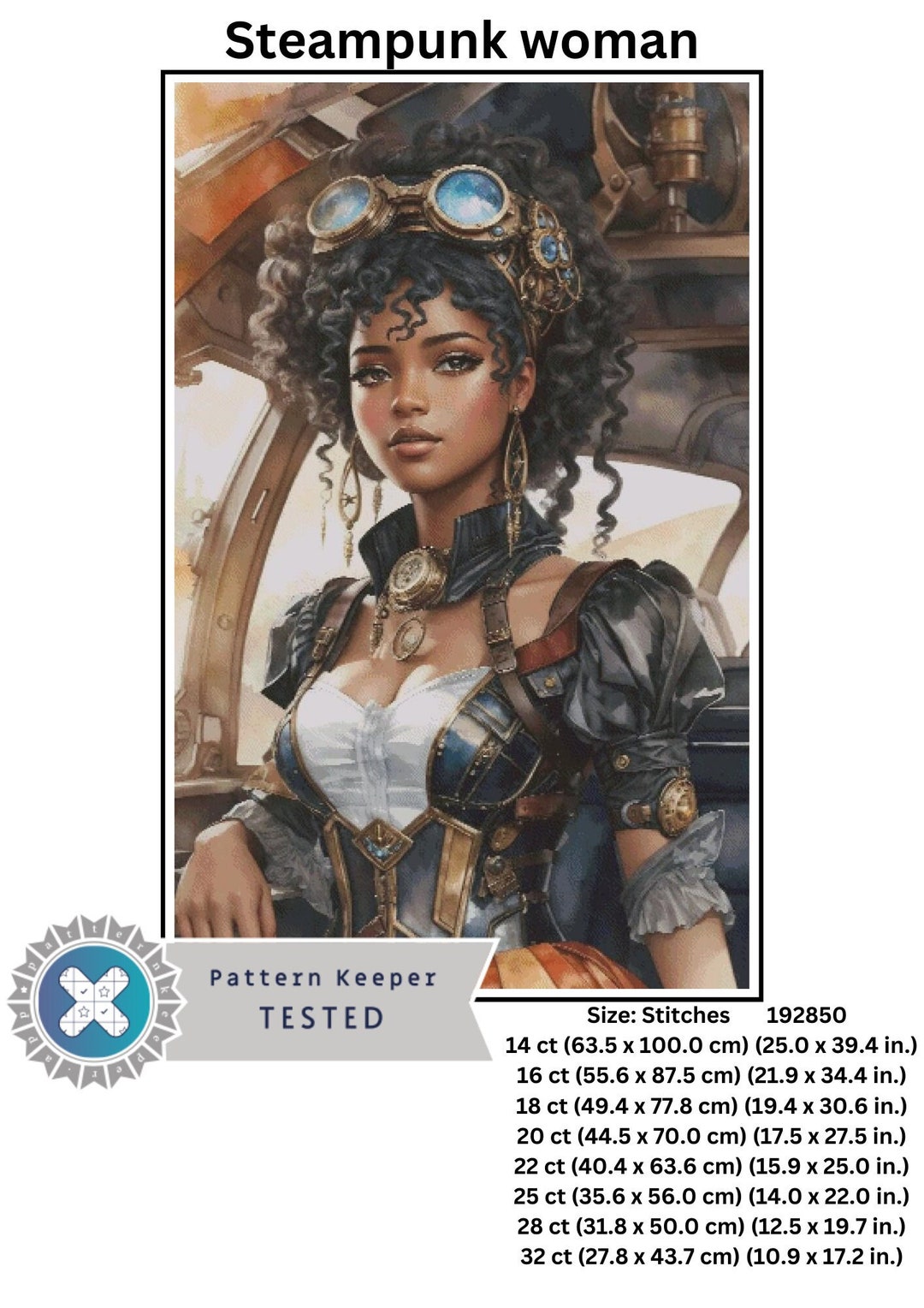 Steampunk Woman No2 Cross Stitch Pattern Full Coverage, Instant ...